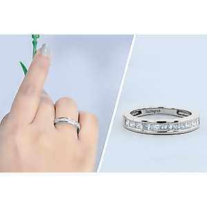 Dazzlingrock Collection 0.75 Carat (ctw) Princess White Diamond Wedding Stackable Band for Women in 14K White Gold, Size 8