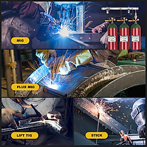GZ GUOZHI 200A MIG Welder, 6 in 1 Stick Welder/Gas MIG/Gasless Flux Core MIG/Lift TIG/Spot welding/Spool Gun Multi-Process, 110V/220V Welding Machine with Dual LCD Digital Display (US Connector)