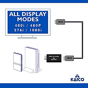 Kaico Edition - Playstation 2 PS2 HDMI Converter - PS2 to HDMI - Component to HDMI Converter Adaptor - Play Playstation 2 on Your HDMI TV - Retro Gaming PS2 HDMI Converter Adapter…