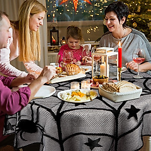 Halloween Tablecloth Round Black Lace Spiderweb Tablecloth 40 Inch Halloween Lace Table Topper Table Runner Halloween Table Cloth Spider Cobweb Table Cover Halloween Table Decorations Fireplace Cover