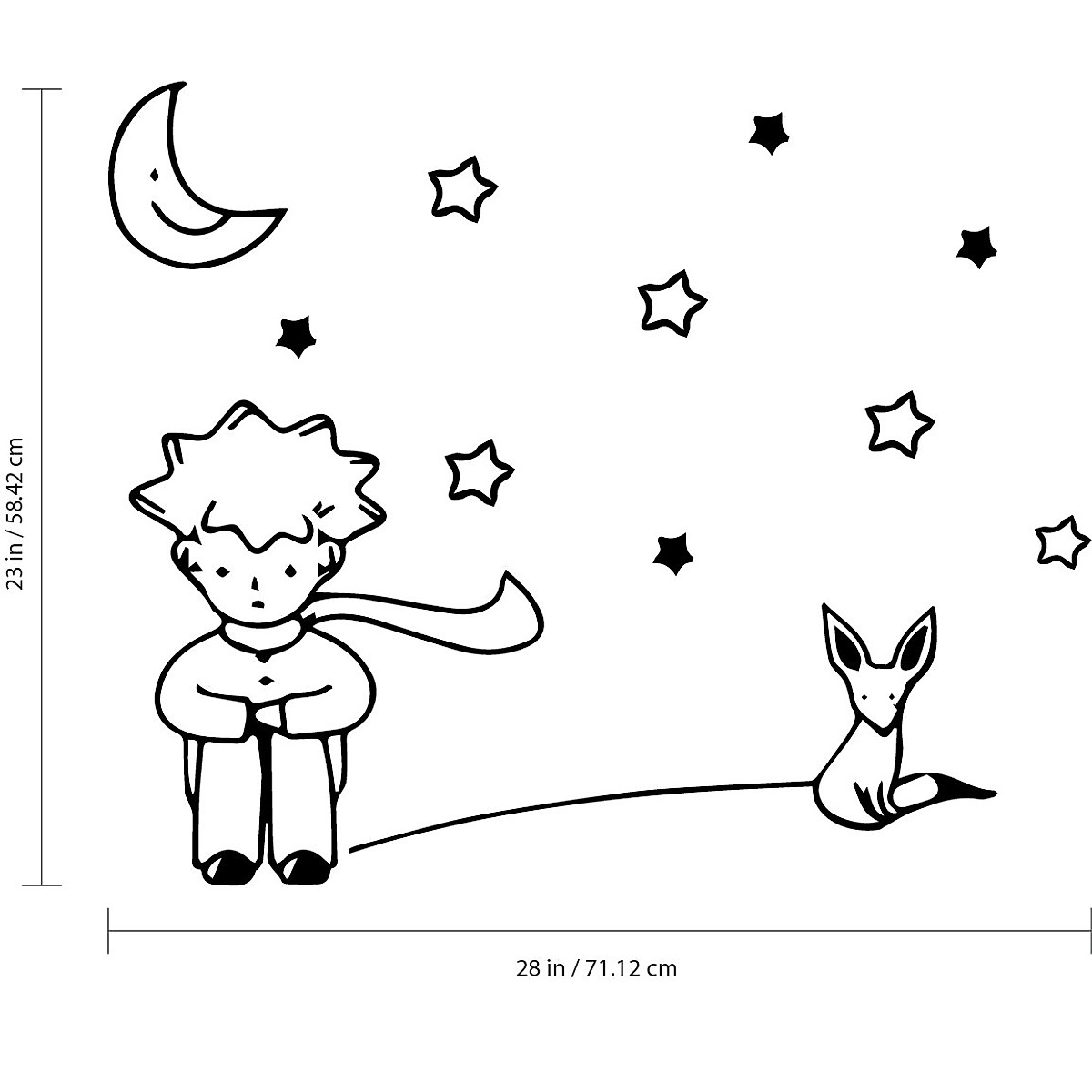 The Little Prince - El Principito - Vinyl Wall Art Stickers - 23" x 28" - Unisex Childrens Bedroom Decals - Preschool and Kindergarten Kids Vinyl Wall Art