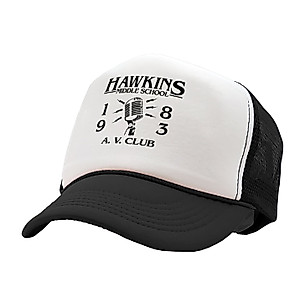 Hawkins Middle School - AV Club - Stranger - Vintage Retro Style Trucker Cap Hat (Black)