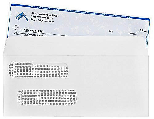 500 No. 8 Flip and Seal Double Window Security Check Envelopes - Designed for Quickbooks Printed Checks - Number 8 Size 3 5/8 Inch x 8 11/16 Inch