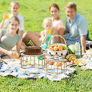 TRSPCWR Gold Cake Stand, Cupcake Stand Set of 3, Round Display Dessert Stand Imitation Marbling Decoration Finish