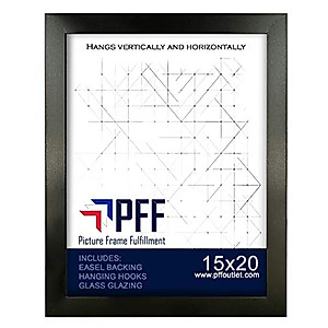 Picture Frame Factory Outlet | 15"x20" Picture Frame | Puzzle Frame | Poster Frame | 1.25 Inch Black MDF Frame | Plexi Glass and Hanging Hardware Included