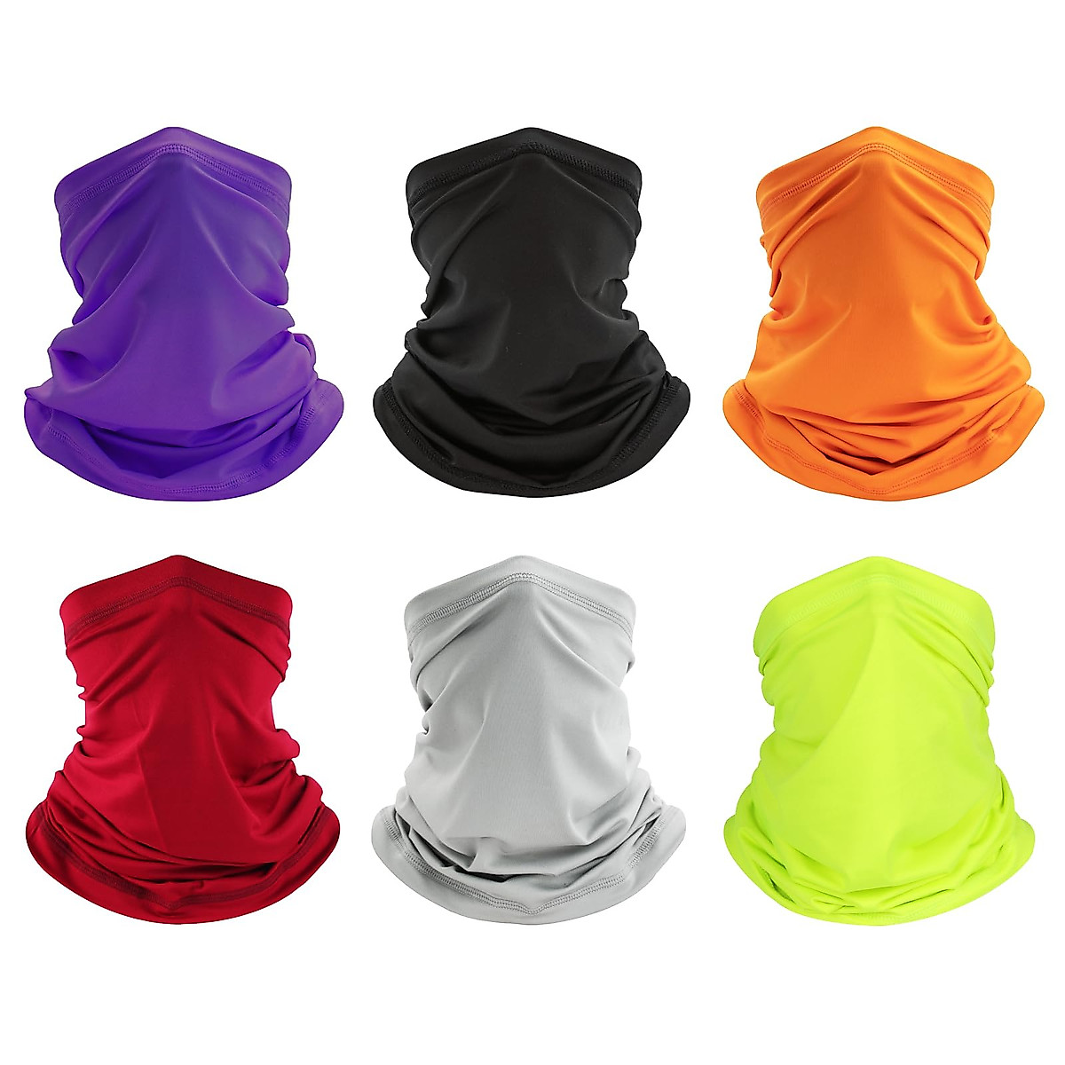 6 Pack Neck Gaiter Bandana Face Mask: Cooling Gator Mask for Outdoor Protection Breathable Face Cover Neck Scarf Protect from Dust Sun for Men Women Fishing Cycling Facemask Gaitor Balaclava, Red