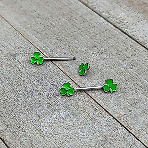 Body Candy 14G Womens Nipplerings Piercing Steel 2Pc Smile Shamrock St Patricks Mens Nipple Ring Set 9/16"