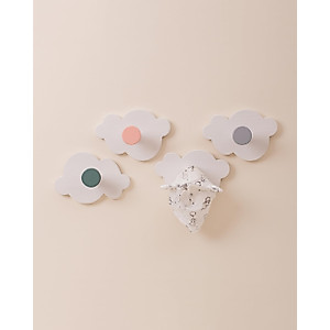 TopKai Cloud-Shaped Wall Hook Set - Cute Wooden Decorative Wall Hooks for Hanging Bags, Clothing, Towels, Hats - Modern Wall Hangers for Nursery, Bathroom, Entryway, Boys & Girls Bedroom - Pack of 4