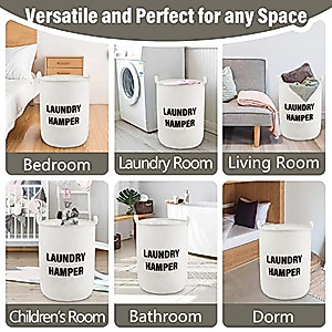 Laundry Basket 2 Pack Waterproof Collapsible Laundry Baskets Freestanding Canvas Fabric Dirty Clothes Hamper Home Bedroom College Dorms (Black Letter) 63L