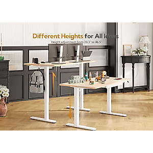 Claiks Standing Desk with Drawers, Stand Up Electric Standing Desk Adjustable Height, Sit Stand Desk Computer Workstation, 55 Inch, Natural