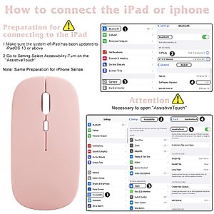 UrbanX Bluetooth Rechargeable Mouse for Dell Latitude 7400 Laptop Bluetooth Wireless Mouse Designed for Laptop/PC/Mac/iPad pro/Computer/Tablet/Android Flamingo Pink