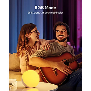 Hifree Touch Night Light, RGB Color Changing Small Table Lamp for Bedroom, Dimmable Bedside Lamp for Kids, LED Touch Control Warm & White Nightstand Lamp with Memory Function