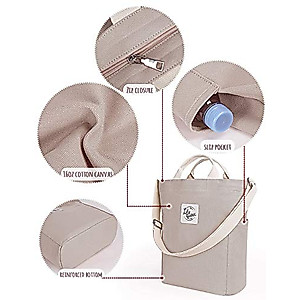 Lily queen Women Canvas Tote Handbags Casual Hobo Shoulder Bag Crossbody (Taupe Grey)