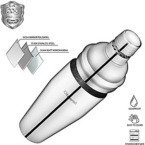 Cocktail Shaker Set Bartender Kit for Alcoholic Drinks -4 Piece Classic Stainless Steel Drink Mixer Set Essential Cocktail Bar Tool Set, Home/Bar Cart Accessories with 24 oz Shaker Cup (Sliver)