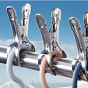 Outdoor Heavy Duty Clothes Clip Large Stainless Steel Quilt Clip, Beach Towel Clip, Curtain Clip, A Set of 5.Big Beach Chair Towel Clips,Clamp for Quilt,Outdoor Light Clips