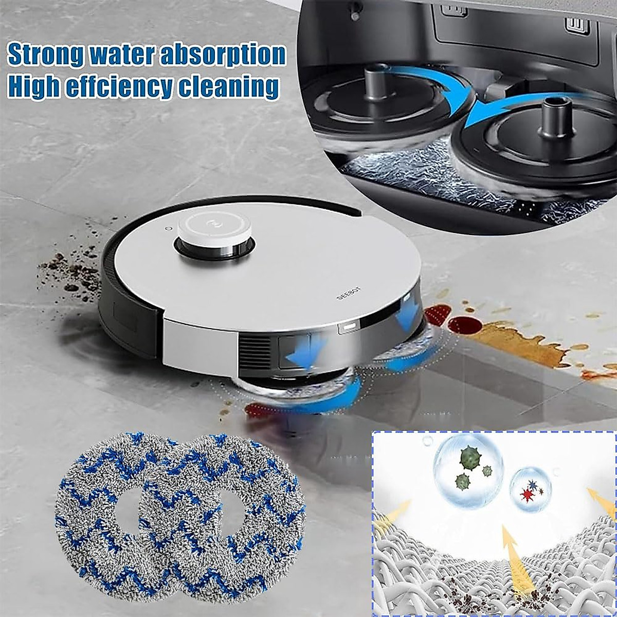 28 PCS Replacement Accessaries Kit Set for ECOVACS DEEBOT X1 Omni Turbo T10 T20 Omni T20/T20 Max/T20 ProRobot Vacuum Cleaner, 2 Main Brush, 8 Side Brushes, 4 Filter, 8 Mop Pads, 4 Dust Bag