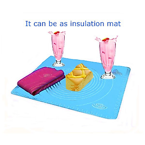 Silicone Baking Mat for Pastry Rolling Dough Non stick Non Slip Blue Table Sheet Baking Supplies for Bake Pizza Cake (19.5" X 15.5")