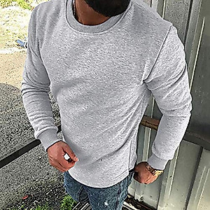 Thenlian Personality Men's Winter Casual Slim Long Sleeve Sweatshirt Pullover Top Blouse(XXL, Gray)