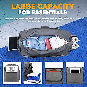 Canway 65L Travel Duffel Bag, Foldable Weekender Bag with Shoes Compartment for Men Women Water-proof & Tear Resistant