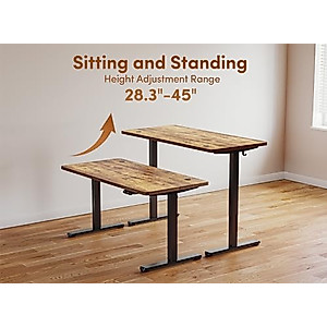 BANTI 63'' Standing Desk, Electric Stand up Height Adjustable Home Office Table, Sit Stand Desk with Splice Board, Rustic Brown