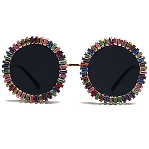 mincl/ 2019 Diamond Color Sunglasses for Lady Exaggerated Personality Female Sun Glasses Female Shades UV400 (Colorful)