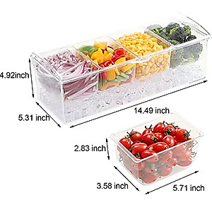 Yatmung Chilled Condiment Server with Lid, Serving Platter and Tray for Parties on Ice Party Tray for Serving Food Fruit Tray for Bar Condiment Tray with Lid