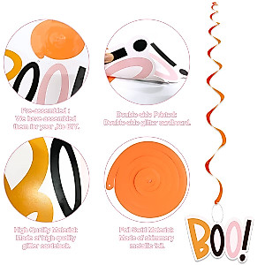 20Pcs Halloween Party Hanging Swirl,Cute Pink Ghost Sugar Bat Boo Ceiling Hanging Streamers for Halloween Baby Shower,Kids Halloween Birthday Themed Party,Halloween Party Swirl Decorations