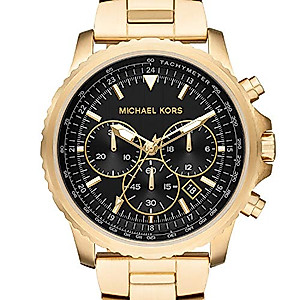 Michael Kors Men's Cortlandt Stainless Steel Analog-Quartz Watch with Stainless-Steel-Plated Strap, Gold, 18 (Model: MK8642)