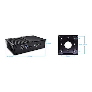 Qotom Multimedia Pc Q355G4 Intel I5-5200U AES-NI,Hd Graphics 5500 8Gb Ddr3 Ram 32Gb Ssd,4 Nics,Com Ports,OPNsense,Firewall,Cent Os Etc