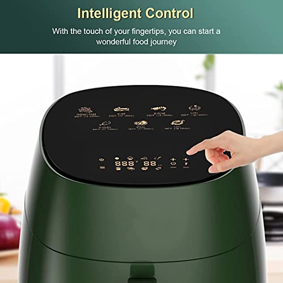 1400W Air Fryer, 4.8QT Oil Free Air Fryers for Home Use with Recipes Cookbook,7 Presets,Timer & Temperature Control,LED touch Screen for Low Fat Healthy Cooking, Oil Free