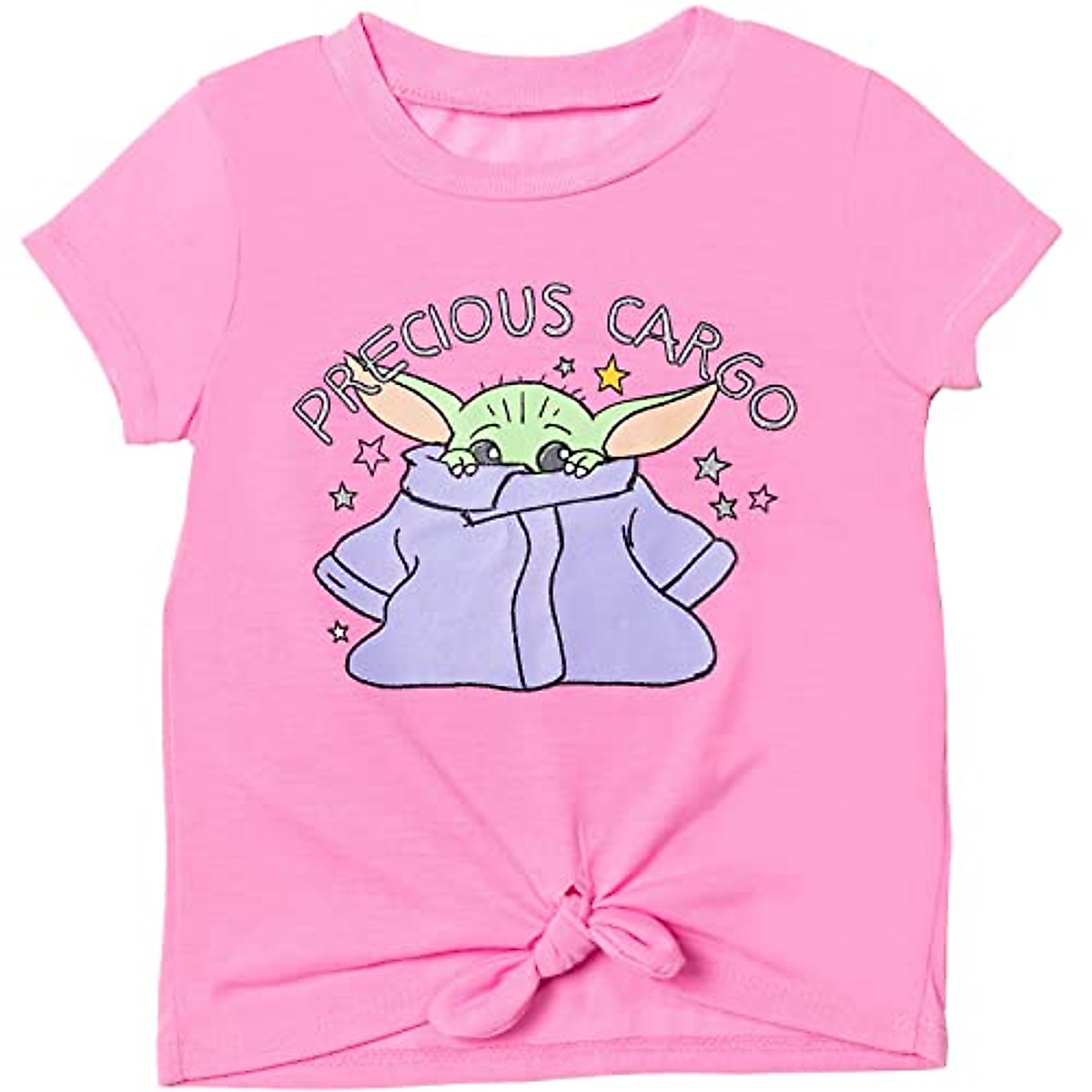 Star Wars The Child Toddler Girls Graphic T-Shirt Shorts and Scrunchie 3 Piece Outfit Set Pink/Rainbow 5T