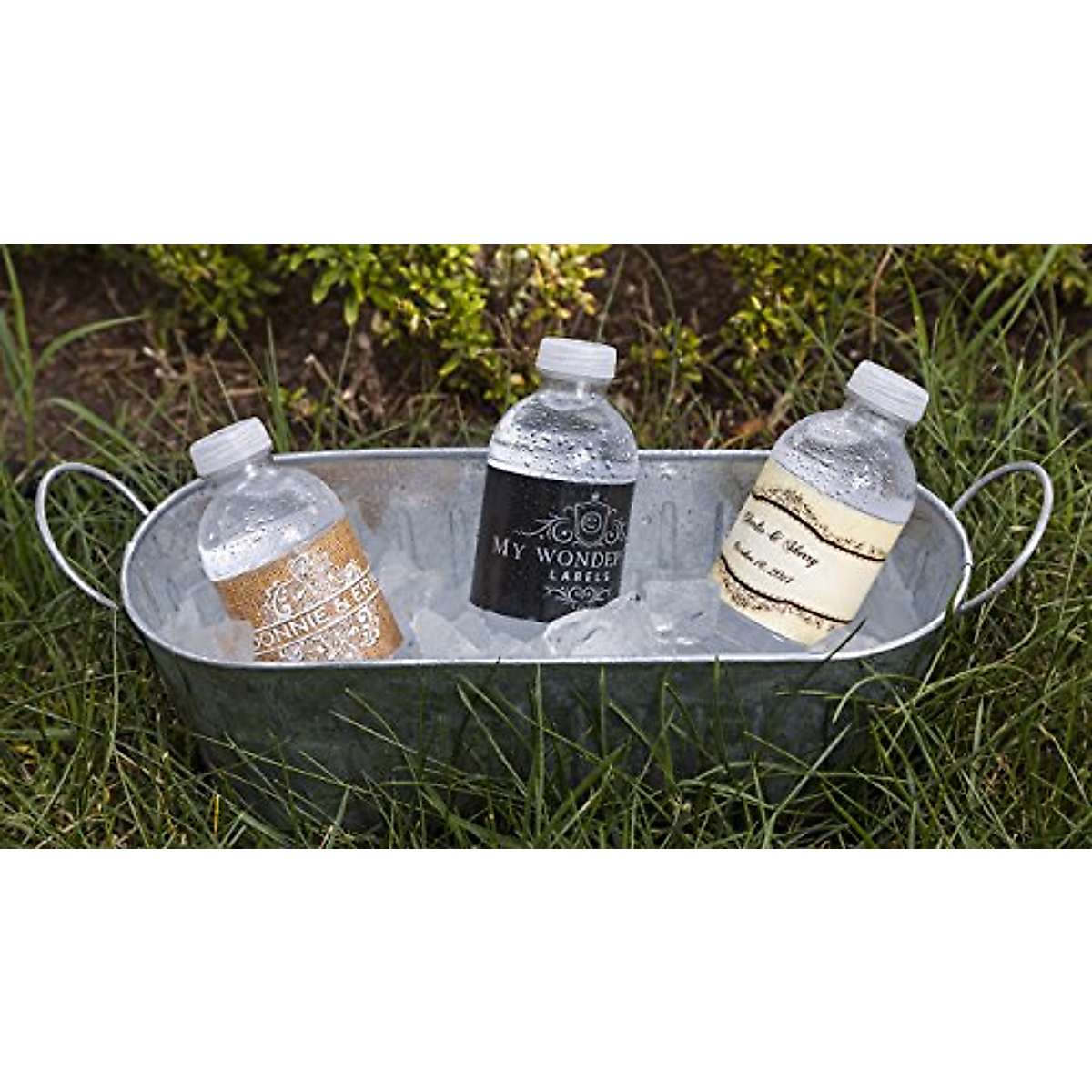 DesignThatSign 100 Gold Confetti On White Background Wedding Anniversary Engagement Party Water Bottle Labels Bridal Shower Birthday