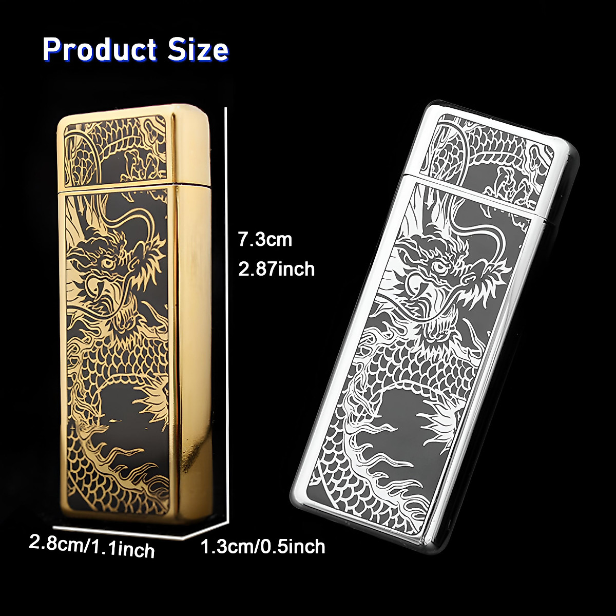 Torch Lighter, 2 Pack Jet Flame Dragon Design Butane Lighters, Refillable Jet Torch Lighter with Adjustment Tool, Portable Adjustable Jet Flame Lighter for Indoor,Outdoor,Family Use(without Butane)