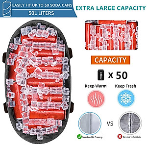 LHZK Cooler Bag, Jumbo Insulated Cooler Bag with Thermal Foam Insulation, Insulated Grocery Bags with Zippered Top, Collapsible Insulated Bag for Beach, Picnic, Travel, Food Delivery Bag (50L, Gray)