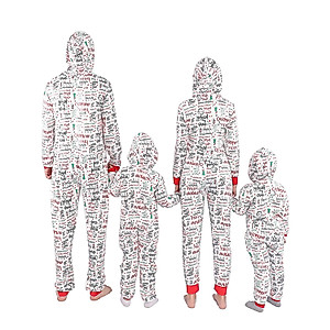 ANGELGGH Family Matching Christmas Onesie Pajamas, Vacation Cute Printed One Piece Pajamas, Xmas Hooded Holiday Sleepwear (Men, XL, White-snowman)