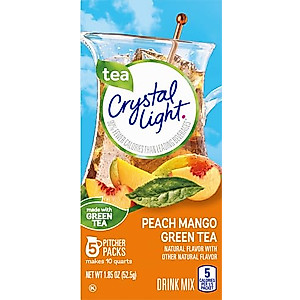 Crystal Light Peach Mango Green Tea Naturally Flavored Powdered Drink Mix, 5 ct Pitcher Packets