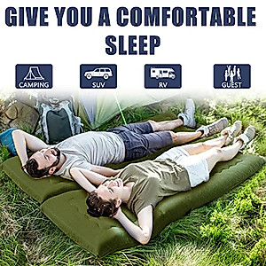 MAXYOYO Roll Up Mattress Sleeping Mat, Floor Futon for Outdoor Indoor, Upgraded Portable and Foldable Mattress, Green Twin, 75x36 Inch