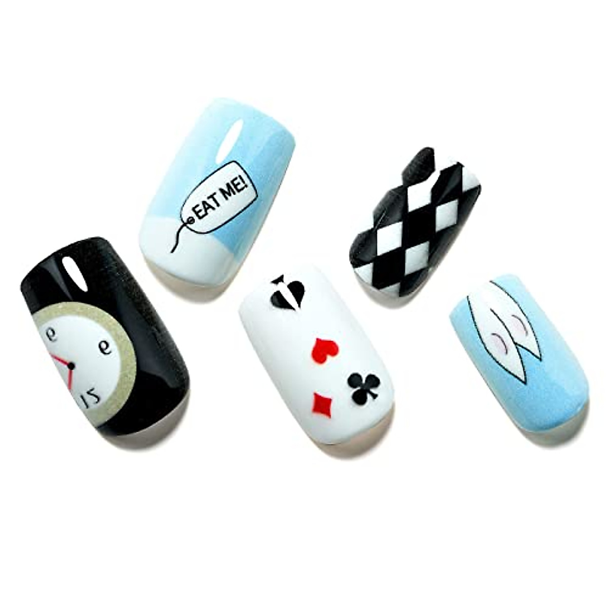 Press on Nails Medium Short Square GLAMERMAID, Black White Fake Nails with Design Checkerboard 24Pcs Acrylic False Nail Kits Stick Glue on Nails Sets for Women Reusable Full Cover Gel Nails