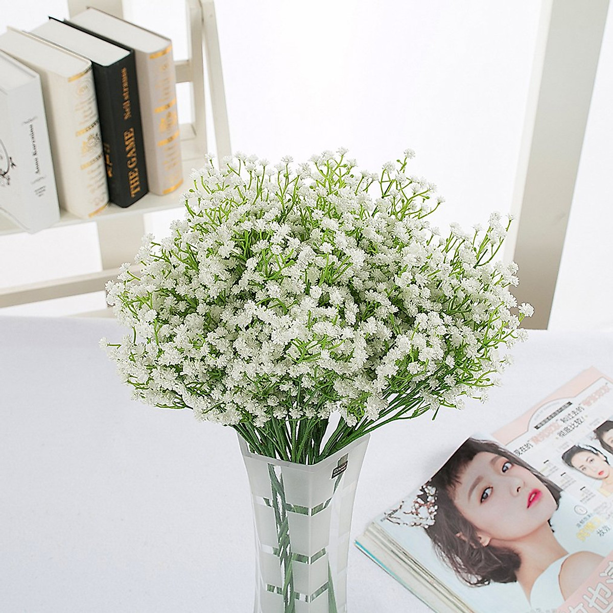LNHOMY 10 PCS Baby Breath Artificial Flowers Fake Real Touch Gypsophila Plants for Wedding Party Home DIY Garden Decoration, (Cream)