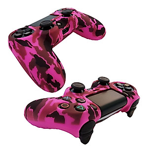 Hikfly Silicone Gel Controller Cover Skin Protector Compatible for PS4/PS4 Slim/PS4 Pro Controller (1 x Controller Cover with 8 x FPS Pro Thumb Grip Caps)(Peach)