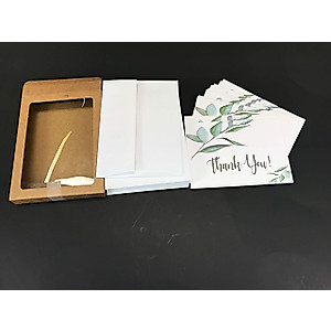 25 Greenery Thank You Cards (Flat not Foldable) With 25 Envelopes For Weddings, Engagements, Birthday, Baby or Bridal Shower, Housewarming Thanks Invites.