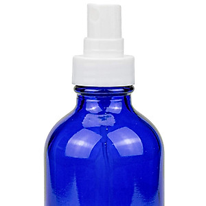 Hedume 12 Pack Glass Spray Bottles, 4oz Empty Glass Bottles, Blue Refillable Bottle with Fine Mist Sprayer & Dust Cap for Essential Oils, Perfumes, Homemade Cleaners etc.
