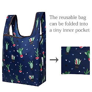 Wrapables Small JoliBag Collection Reusable Shopping Bag, Cactus Party