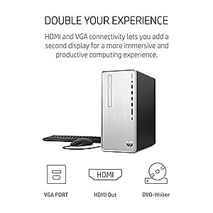 HP Pavilion Desktop PC, AMD Ryzen 5 4600G Processor 6-core with Radeon Graphics, 12 GB DDR4-3200 SDRAM, 512 GB HD - Windows 10 Home, Multi-Display Capable, 5.1 Surround Sound (TP01-1140)