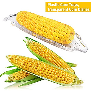 4 Pack Plastic Corn Trays Transparent Corn Dishes, Corn On The Cob Plastic Tray, Corn Holders on the Cob Skewers Cob Dinnerware (Clear)