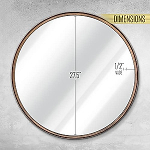 HBCY Creations Large Round Mirror, 27.5 inch Brushed Bronze Wall Mirror with Handcrafted Oil Rubbed Frame, Metal Framed Decorative Hanging Mirror for Both Rustic and Boho Design and Decor
