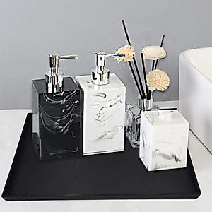 Black and White Plastic Tray Set 14 x 9.6 in, Large Vanity Organizer Bathroom Counter Tray, Kitchen Tray for Counter, Multi-Purpose Utility Trays (Pack of 2)