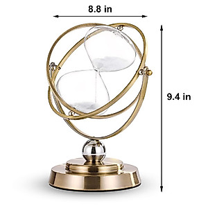 Brass Hourglass 60 Minute Sand Clock Timer:720° Rotating Antique White Sand Watch 60 Min,Antiguo Reloj De Arena 1 Hora,Large Metal One Hour Glass Sandglass for Office Desk Home Wedding Gift Decorative