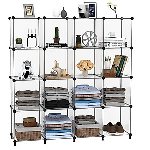 AWTATOS Cube Storage Closet Organizer Storage Cubes Shelves Bookshelf DIY Plastic 9 Cube Organizer Shelf for Bedroom, Home Office, Translucent