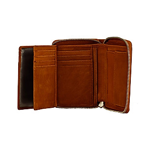 FINELAER Women Mustard Leather Small Wallet With Coin Pocket